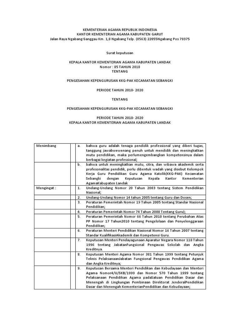 SK MGMP Pai Kemenag | PDF