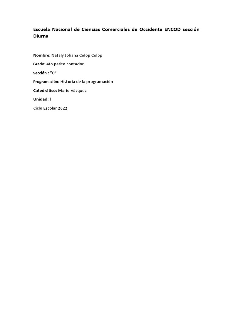 Historia de la Programación ENCOD | PDF | Programación de computadoras ...