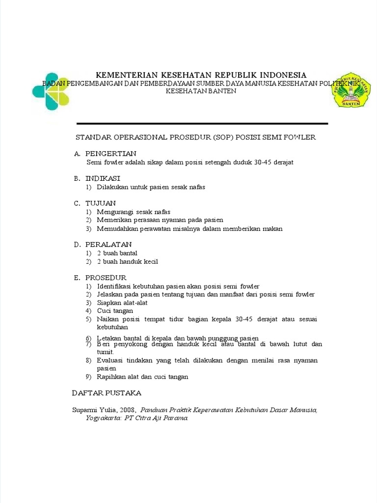 PDF Sop Lo Posisi Semi Fowler | PDF
