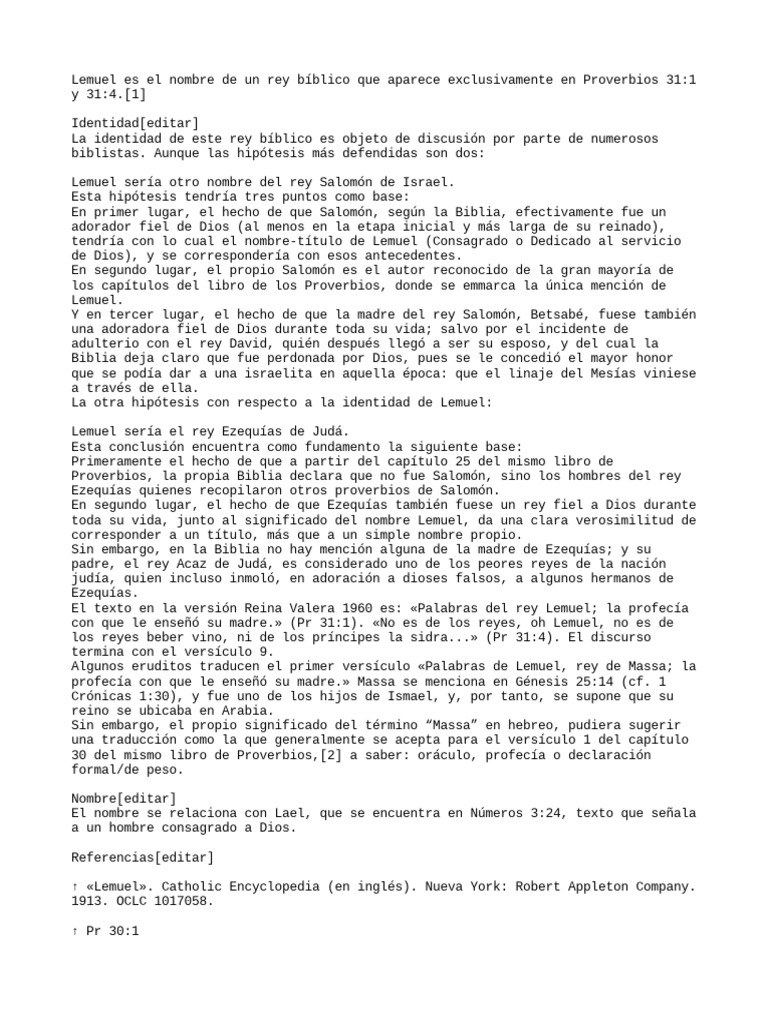 Lemuel | PDF | Contenido bíblico | Nevi'im