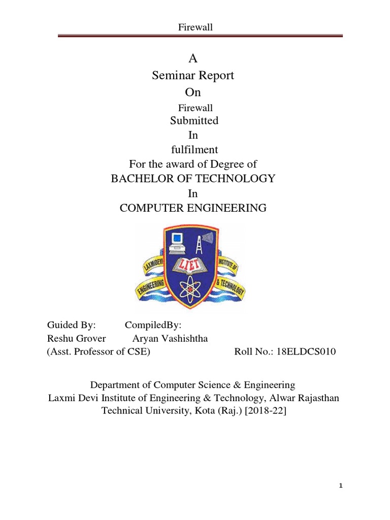 Firewall Report | PDF | Firewall (Computing) | Computer Network