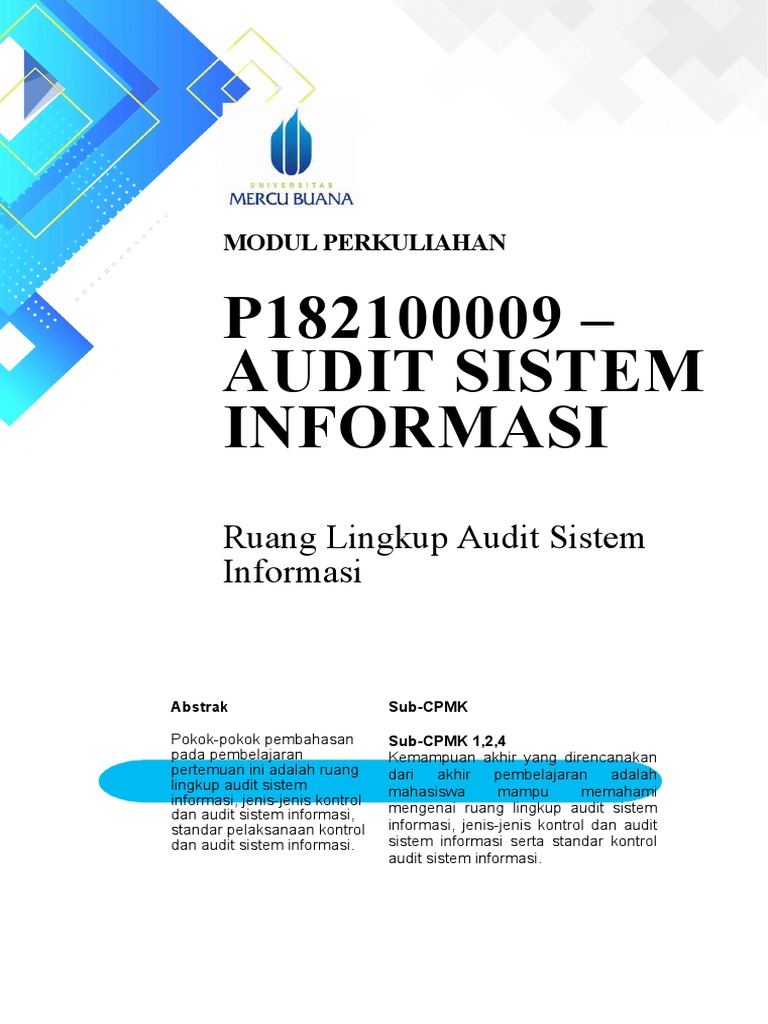 Modul Materi Pert 2 Audit Sistem Informasi | PDF