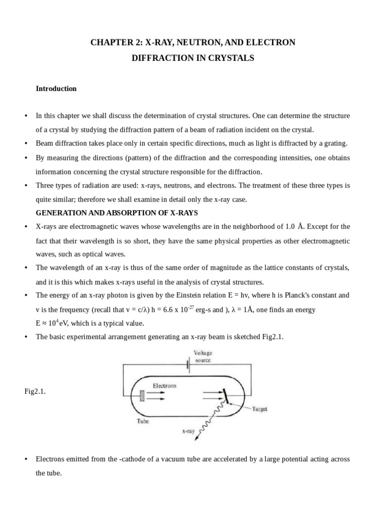 Chapter 2: X-Ray, Neutron, and Electron Diffraction in Crystals | PDF ...