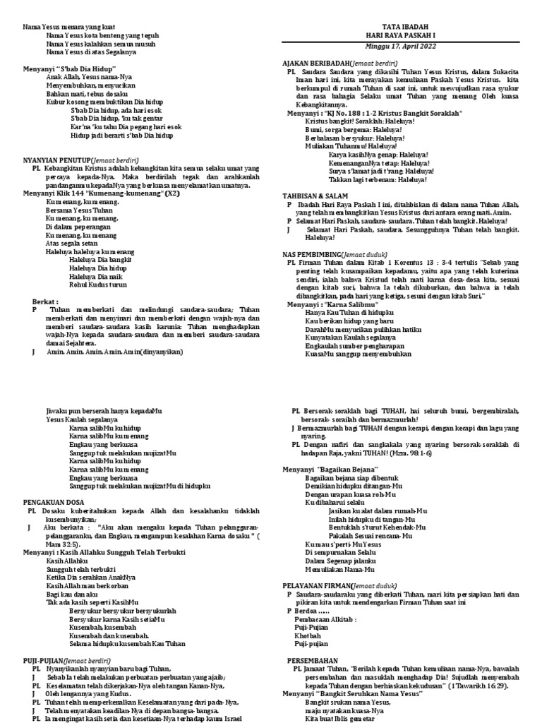 Tata Ibadah Paskah 1 Gmim | PDF
