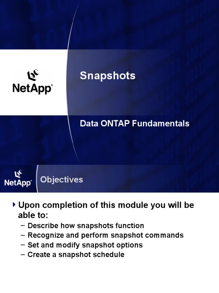 Snapshots: Data ONTAP Fundamentals | PDF | Data Management | Computer Engineering