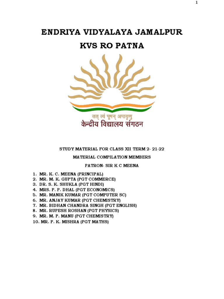 Class Xii Term 2 Study Material | PDF | Mahatma Gandhi