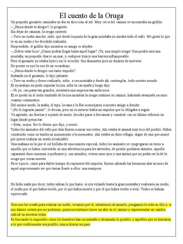 Cuento de La Oruga | PDF