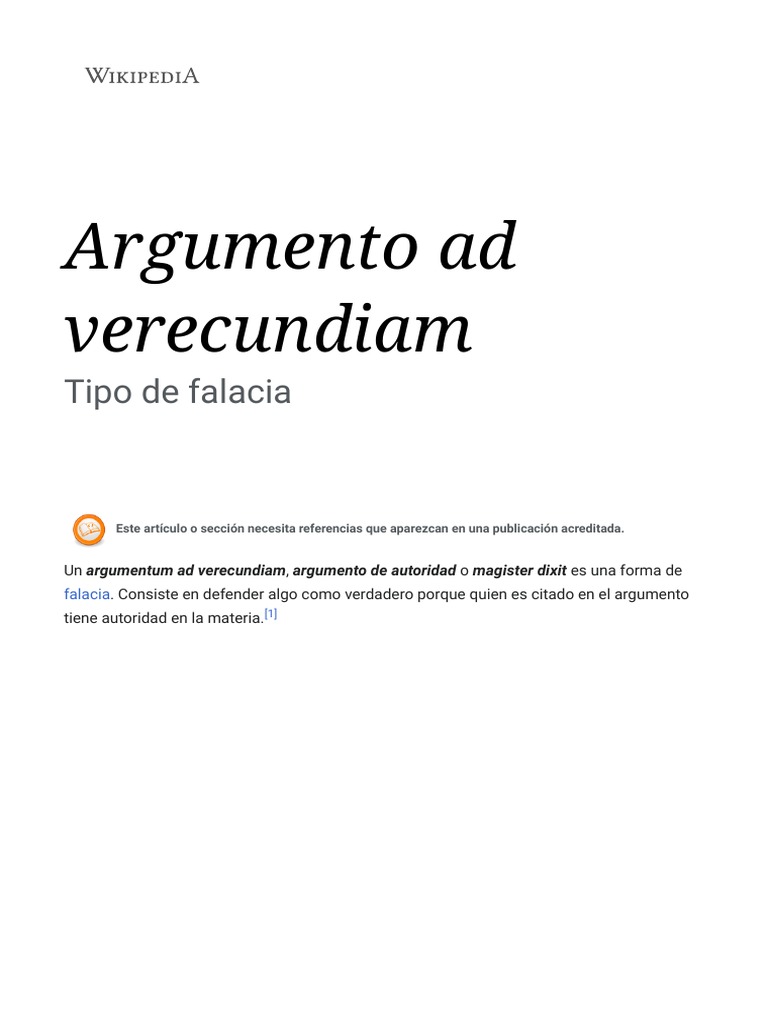 Falacia ad verecundiam: Definición y Ejemplos | PDF | Lógica | Técnicas ...
