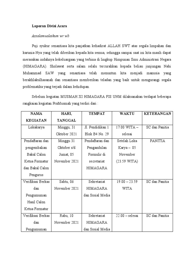 LPJ Divisi Acara 2 | PDF