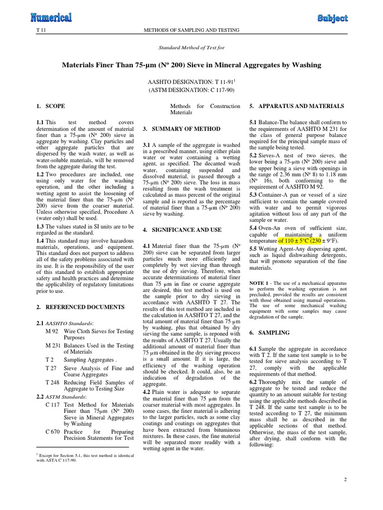Granulometría (T11) Material Mas Fino Que El Tamiz #200 Por Lavado ...