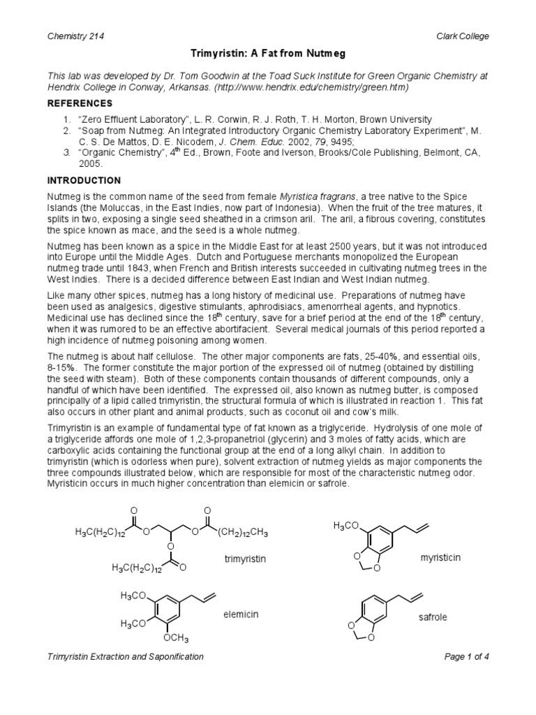 Trimyristin | Glycerol | Distillation