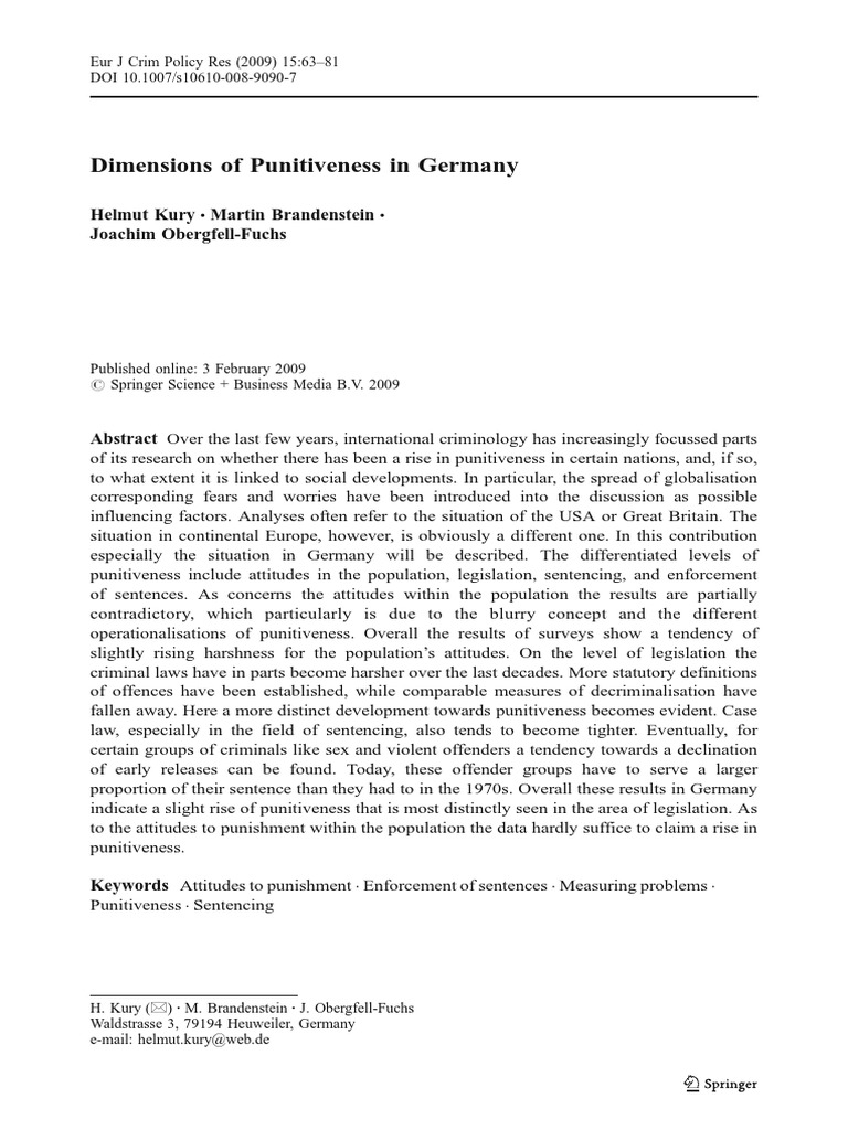 Dimensions of Punitiveness in Germany | PDF
