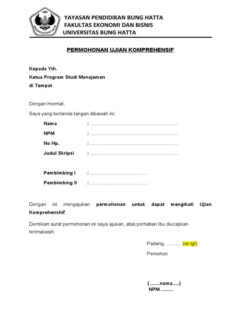 Formulir Permohonan Kompre Dan Pernyataan | PDF