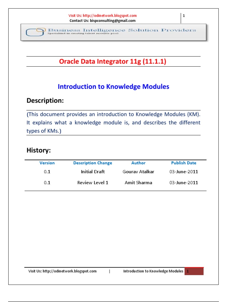 ODI Knowledge Module Introduction | PDF | Microsoft Sql Server | Oracle Database