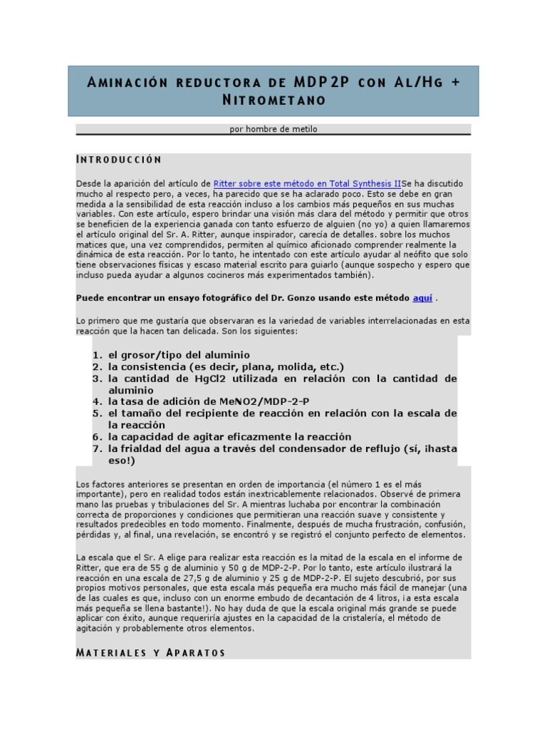 Aminación Reductora de MDP2P Con Al | PDF | Residuos | Aluminio