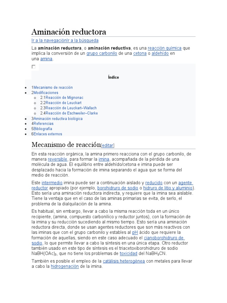 Aminación Reductora | Descargar gratis PDF | Química | Química Orgánica
