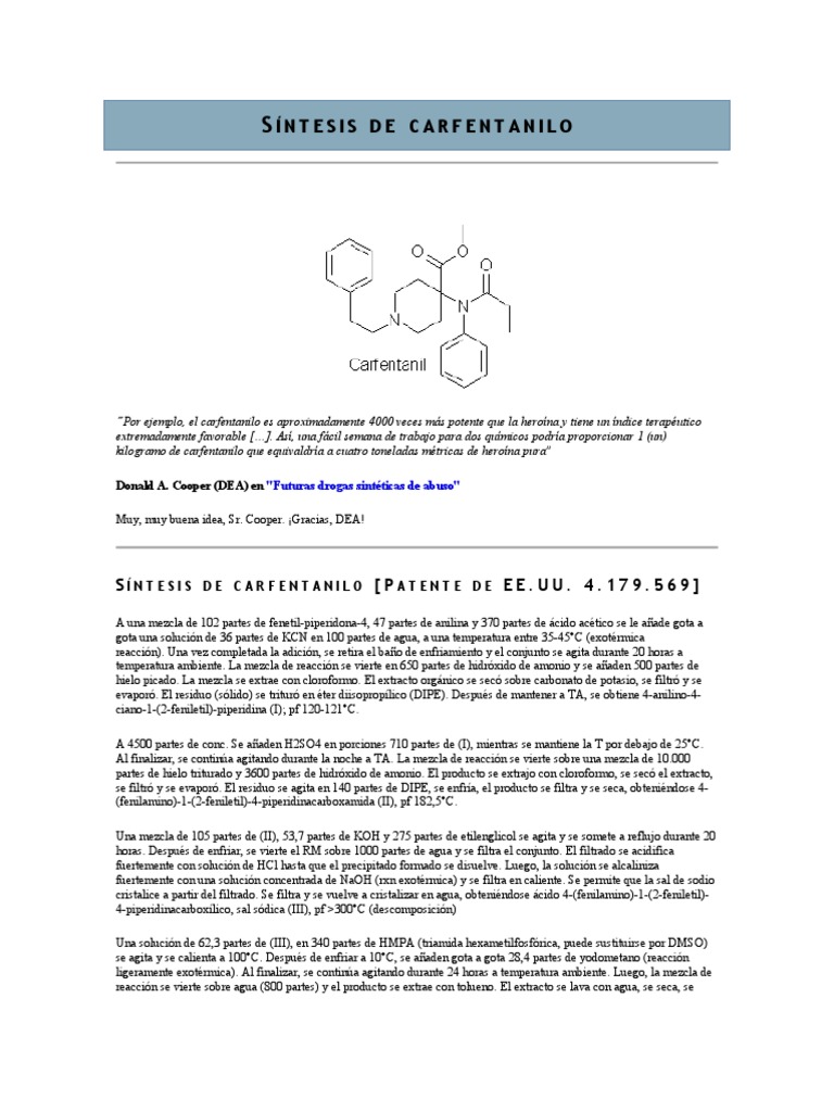Síntesis de Carfentanilo | PDF
