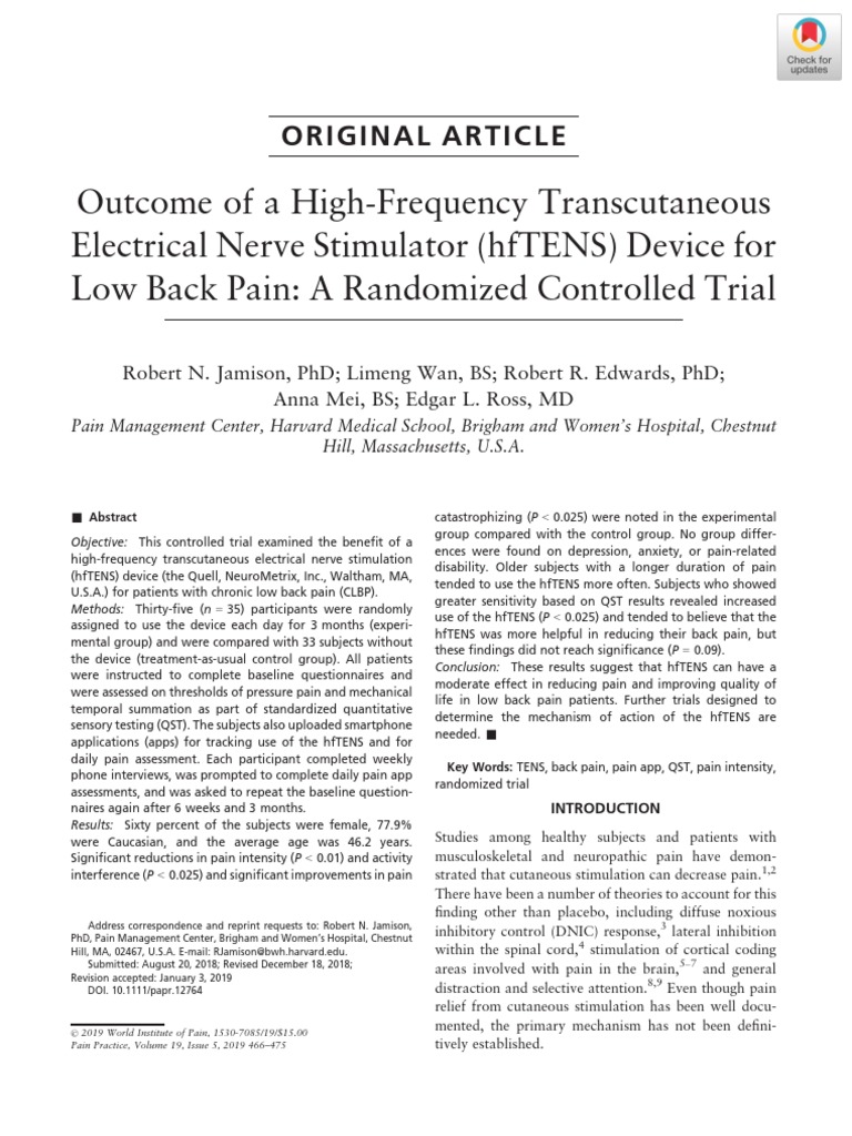 TENS | PDF | Pain | Diseases And Disorders