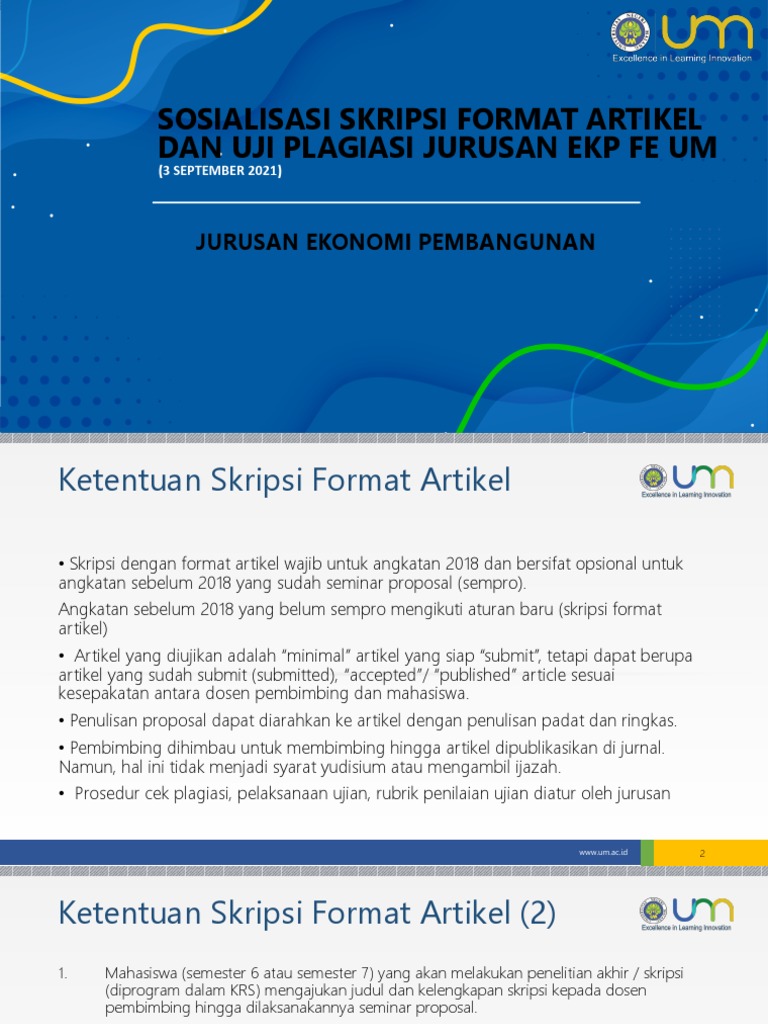 Sosialisasi Skripsi Dan Uji Plagiasi Jurusan EKP | PDF