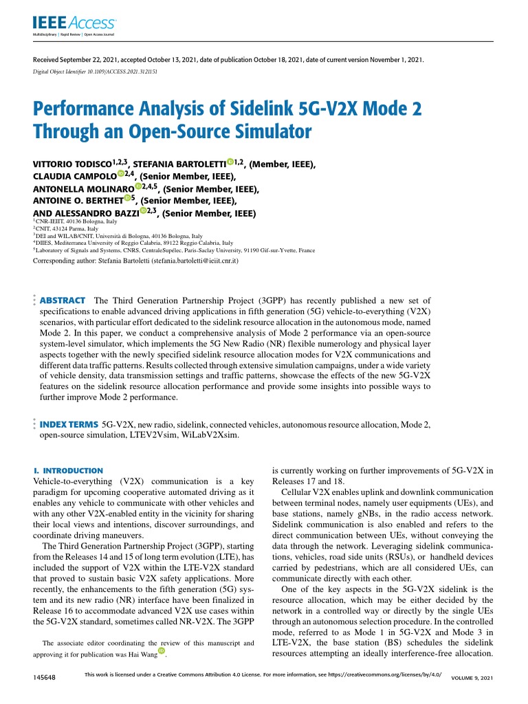 Performance Analysis of Sidelink 5G-V2X Mode 2 Through An Open-Source Simulator | PDF ...