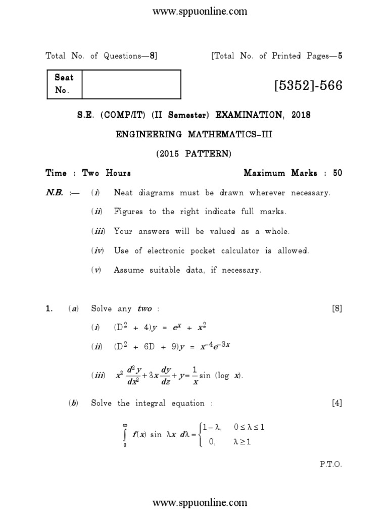 Be It 4 Sem Engineering Mathematics 3 Jun 2018 | PDF | Normal ...