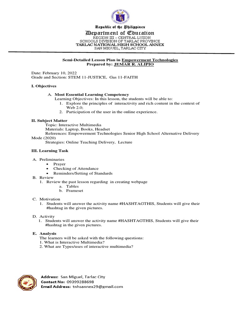 Semi Detailed Lesson in ETECH | PDF | Multimedia | Podcast