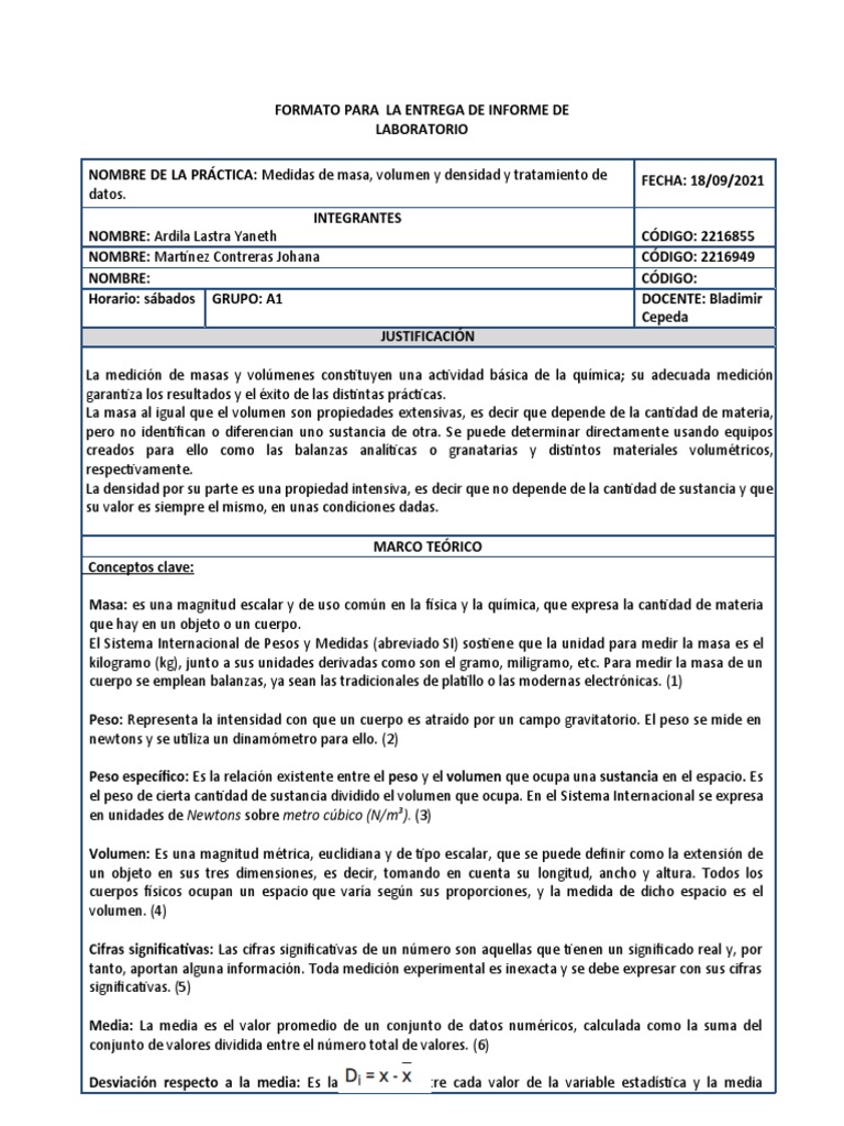INFORME Laboratorio2 Quimica | PDF INFORME Laboratorio2 Quimica | PDF