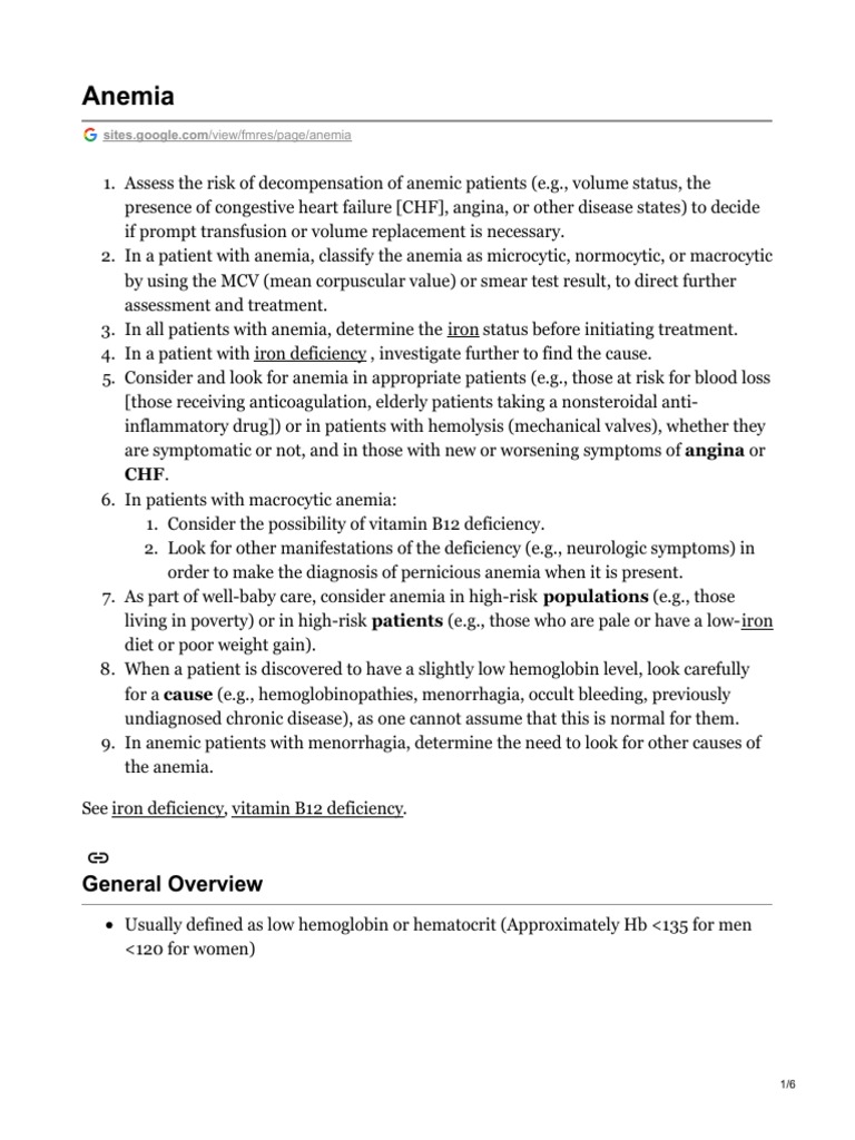 Anemia | PDF | Anemia | Blood