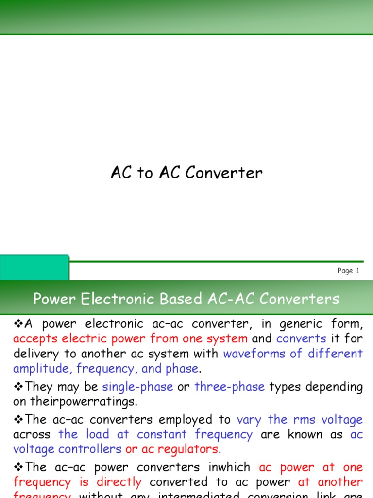 Ac To Ac | PDF | Alternating Current | Power Electronics
