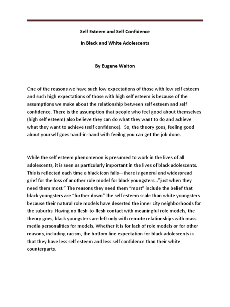 Self Esteem and Self Confidence | PDF | Self Esteem | Psychological ...
