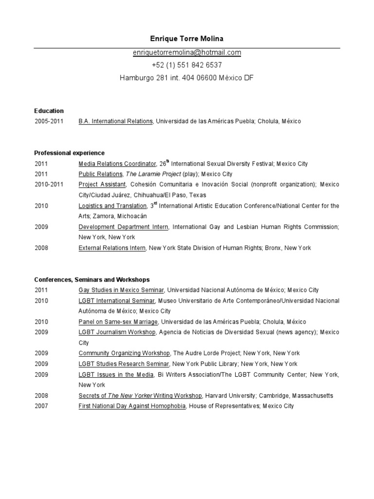 Resume 2011 | PDF | Mexico | Lgbt