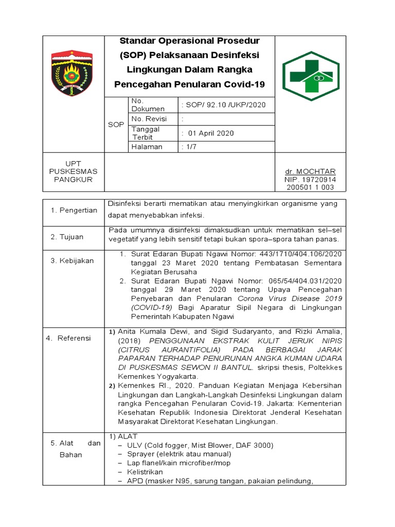 Sop Disinfeksi | PDF