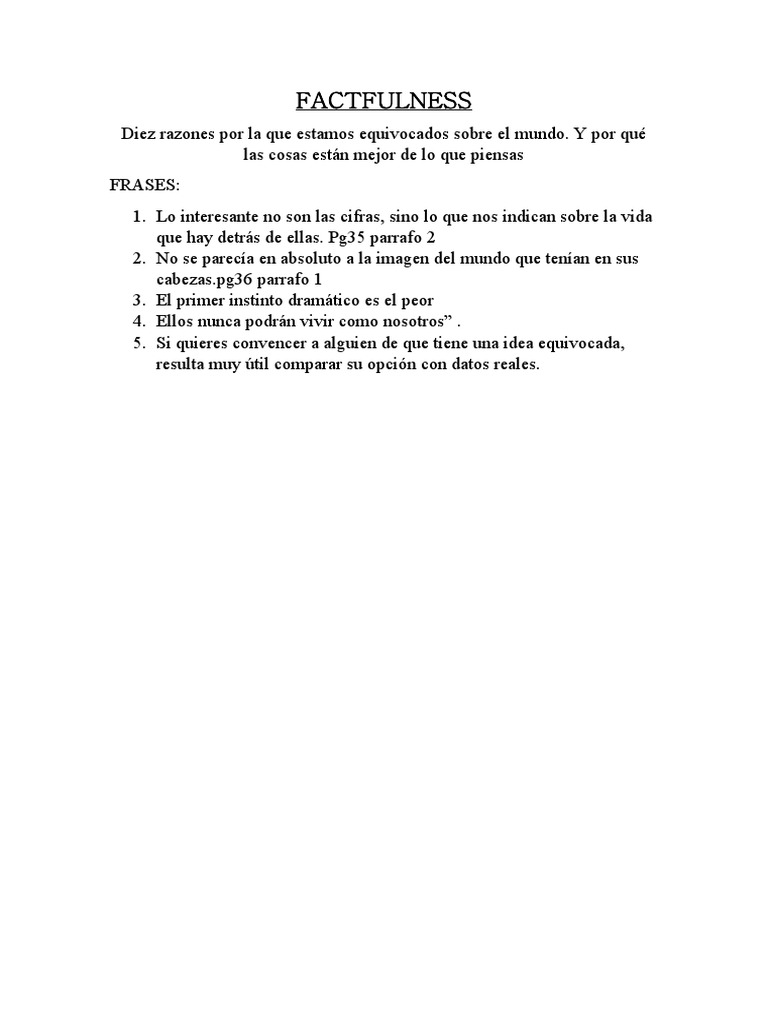 Factfulness - Resumen | PDF