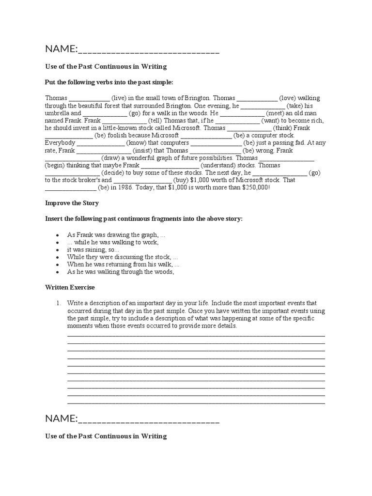 Past Cont Tense + Past Tense | PDF | Linguistics