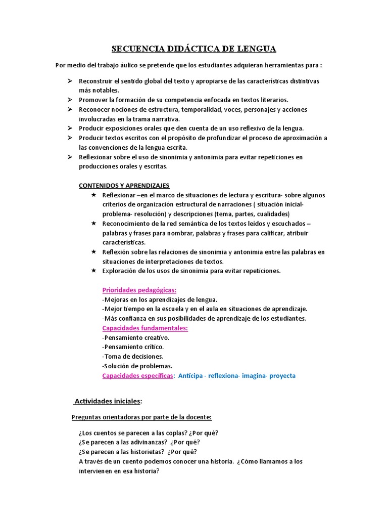 Secuencia Didáctica: La Bruja Mon | PDF | Narración | Aprendizaje