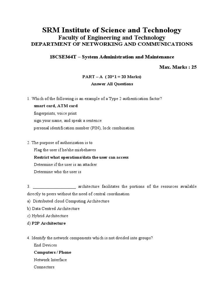 18CSE364T - System Administration and Maintenance | PDF | Computer Network | Operating System