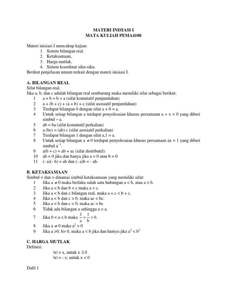 Materi Awal Kalkulus 1 | PDF
