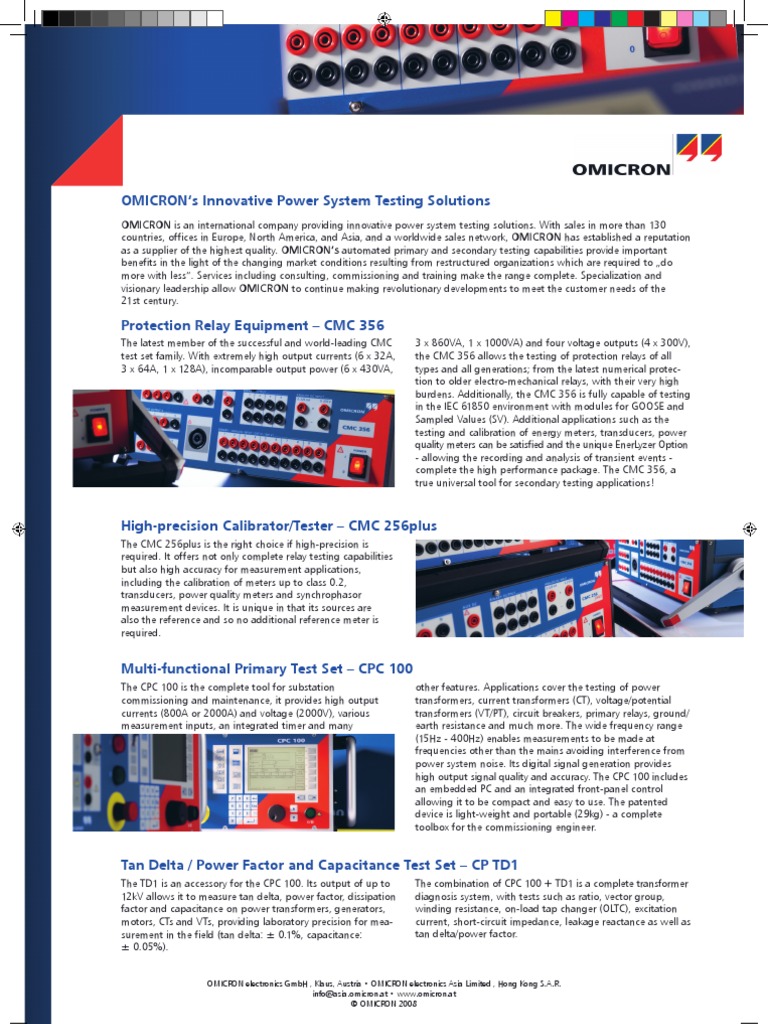 Omicron Product Overview Pdf Transformer Electrical Equipment