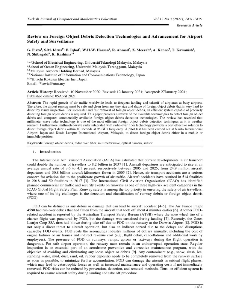 Airport FOD Detection Advances | PDF | Foreign Object Damage | Radar