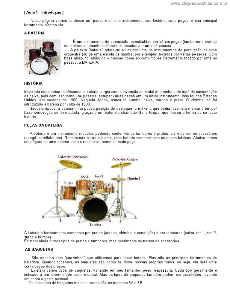 Apostila de Bateria 8 | PDF | Bateria (instrumento) | Notação musical