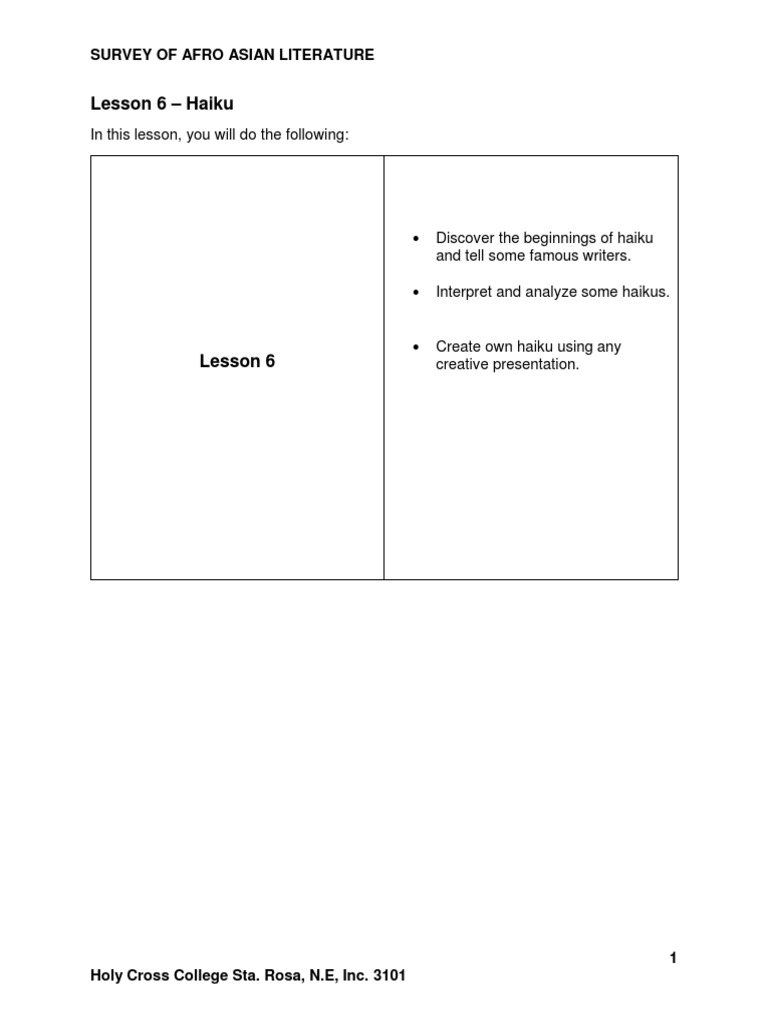 Learning Module 8-Haiku | PDF | Haiku | Japanese Words And Phrases