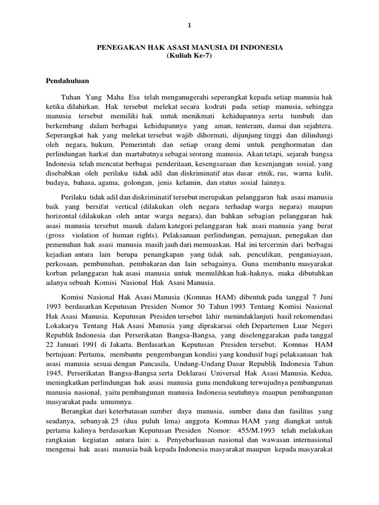 PENEGAKAN HAK ASASI MANUSIA DI INDONESIA | PDF