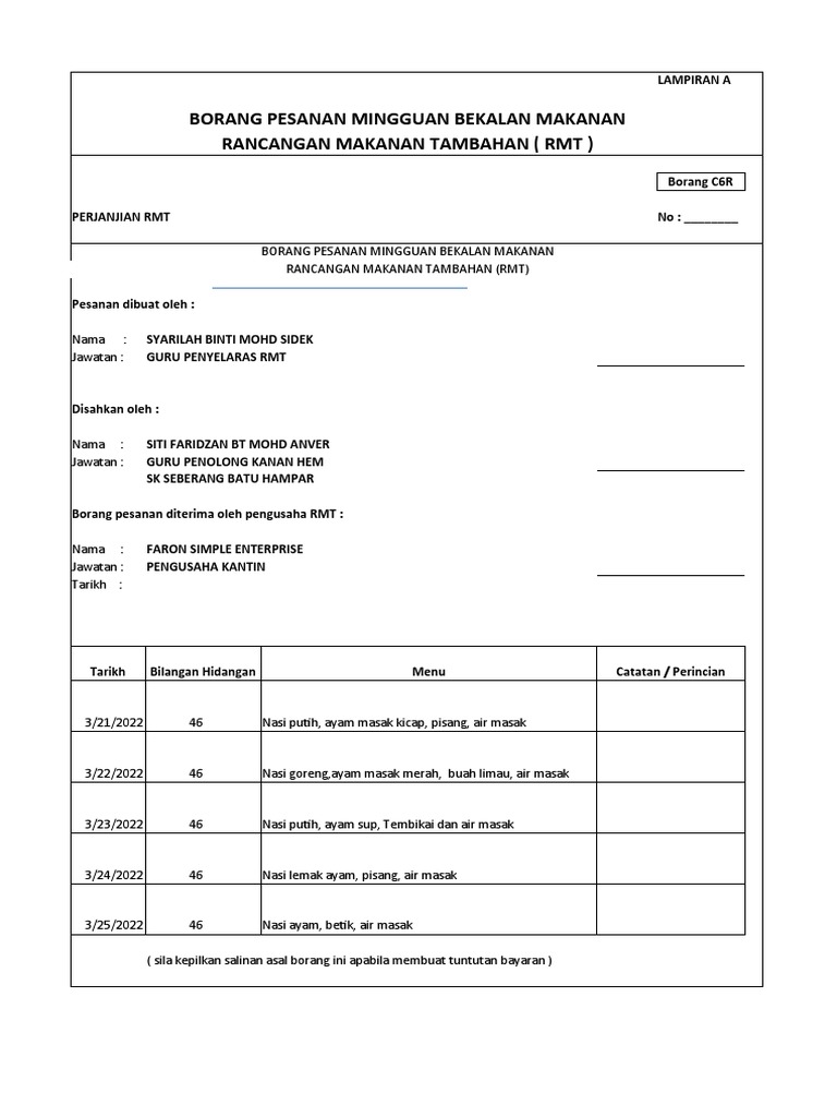 Borang C6R Rmtnew | PDF