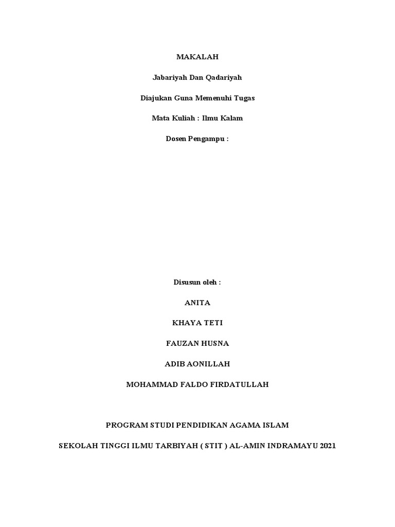 Pengertian Jabariah Dan Qadariyah | PDF