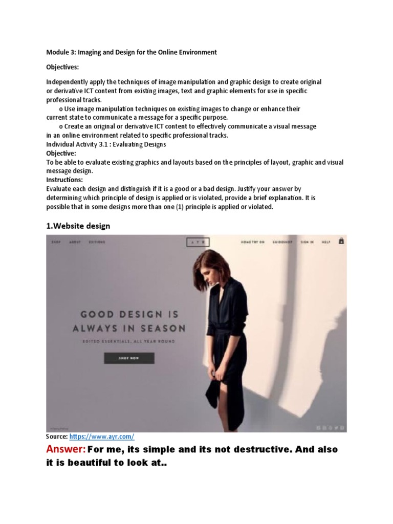 Activity 3.1 Evaluating Designs PDF | PDF