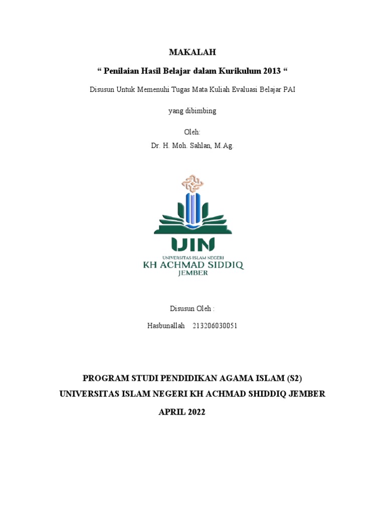 Makalah Penilain Hasil Belajar | PDF | Karier & Perkembangan