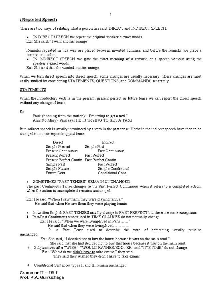Reported Speech | PDF | Linguistic Typology | Language Mechanics