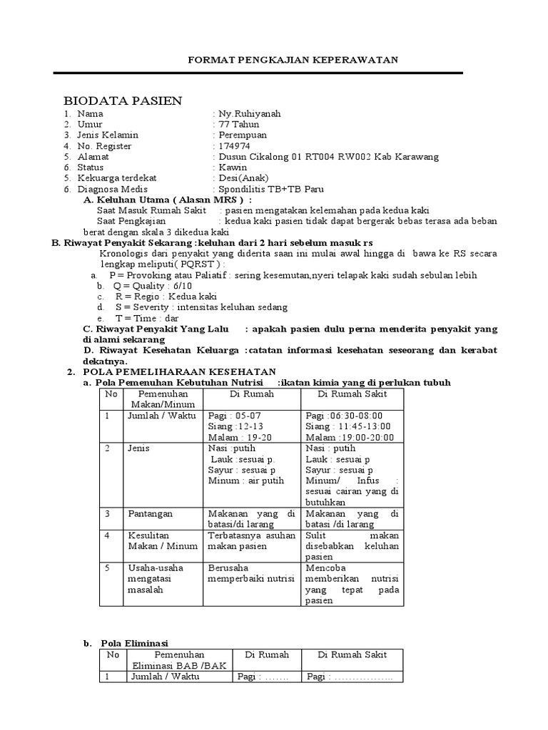 Format Pengkajian Keperawatan Medikal Bedah | PDF