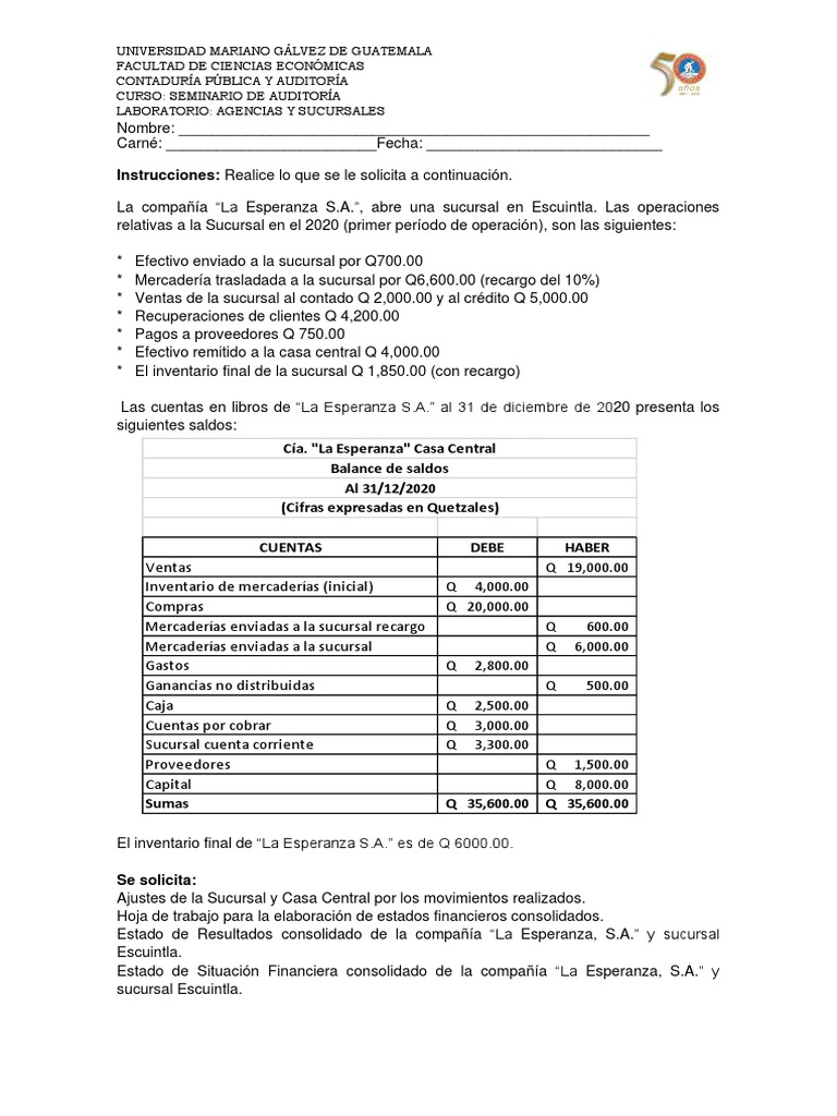 Laboratorio Agencias y Sucursales | PDF | Economias | Servicios financieros