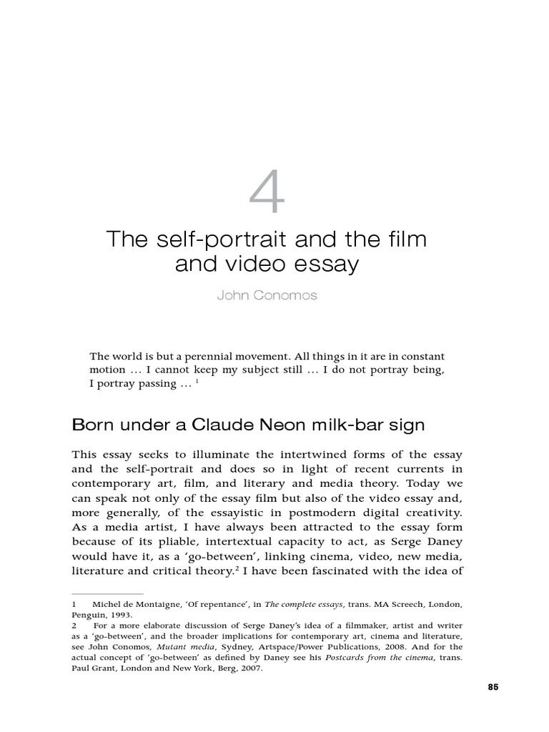 The Self-Portrait and The Film and Video Essay: Born Under A Claude ...